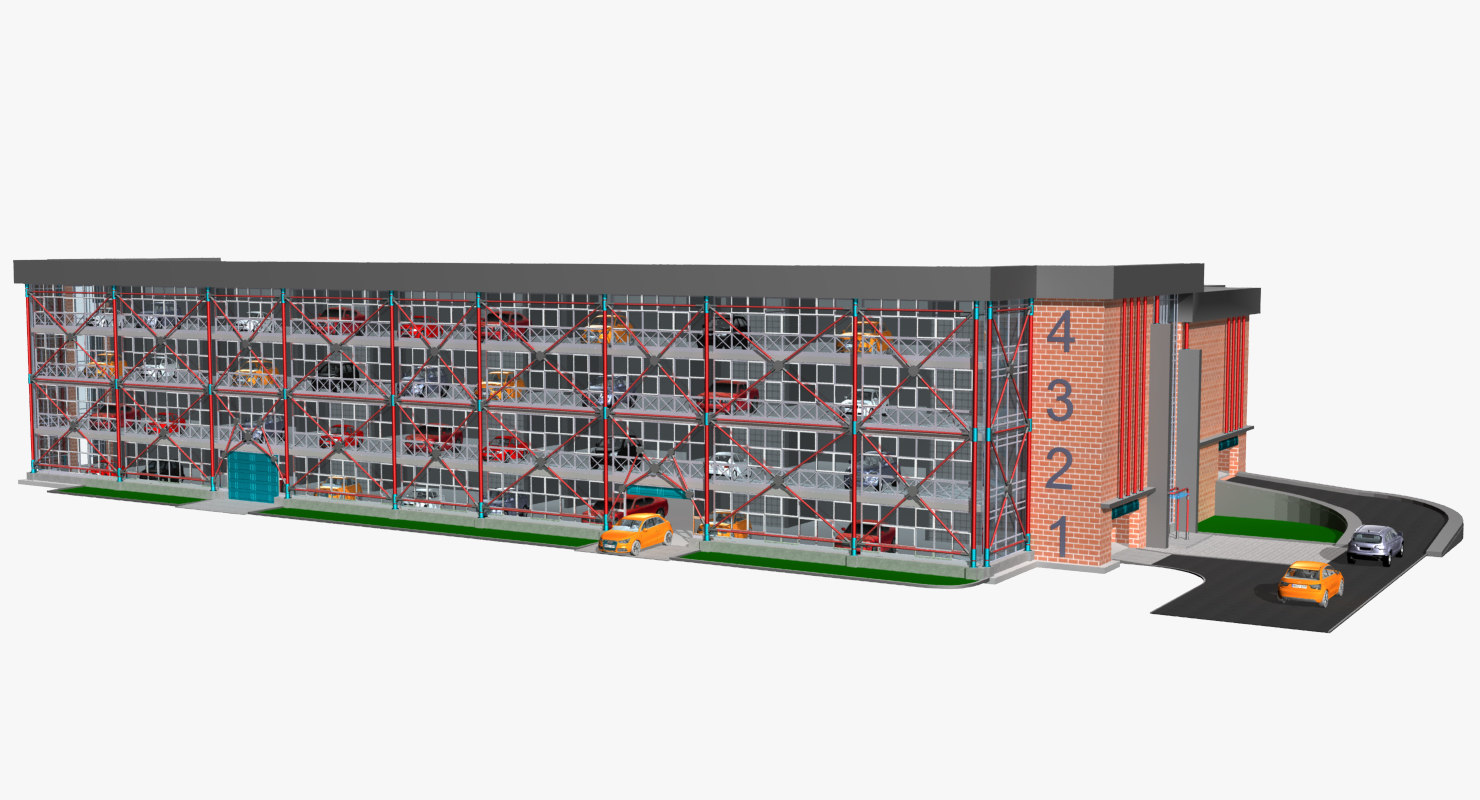 3D car parking building model - TurboSquid 1279102