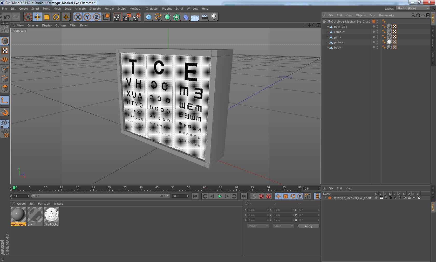3D optotype medical eye chart - TurboSquid 1279822