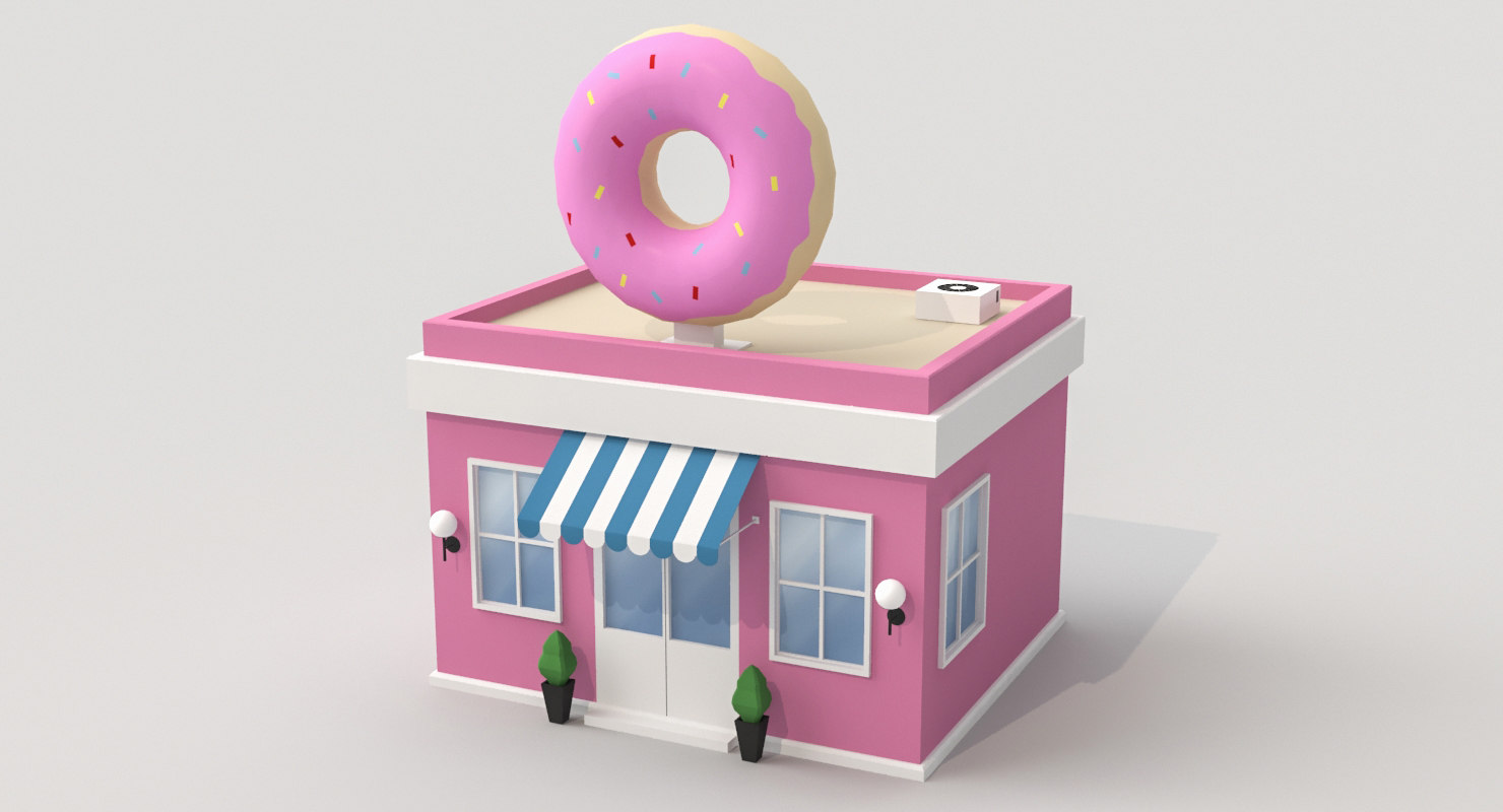 Cartoon donuts shop 3D model - TurboSquid 1281459