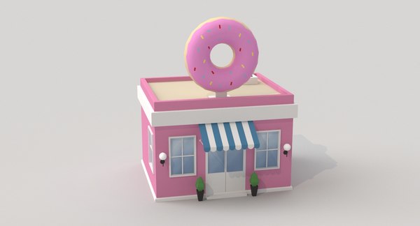 Cartoon donuts shop 3D model - TurboSquid 1281459