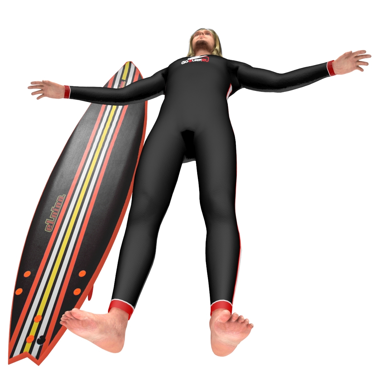 Surfer surfing man 3D model - TurboSquid 1282758