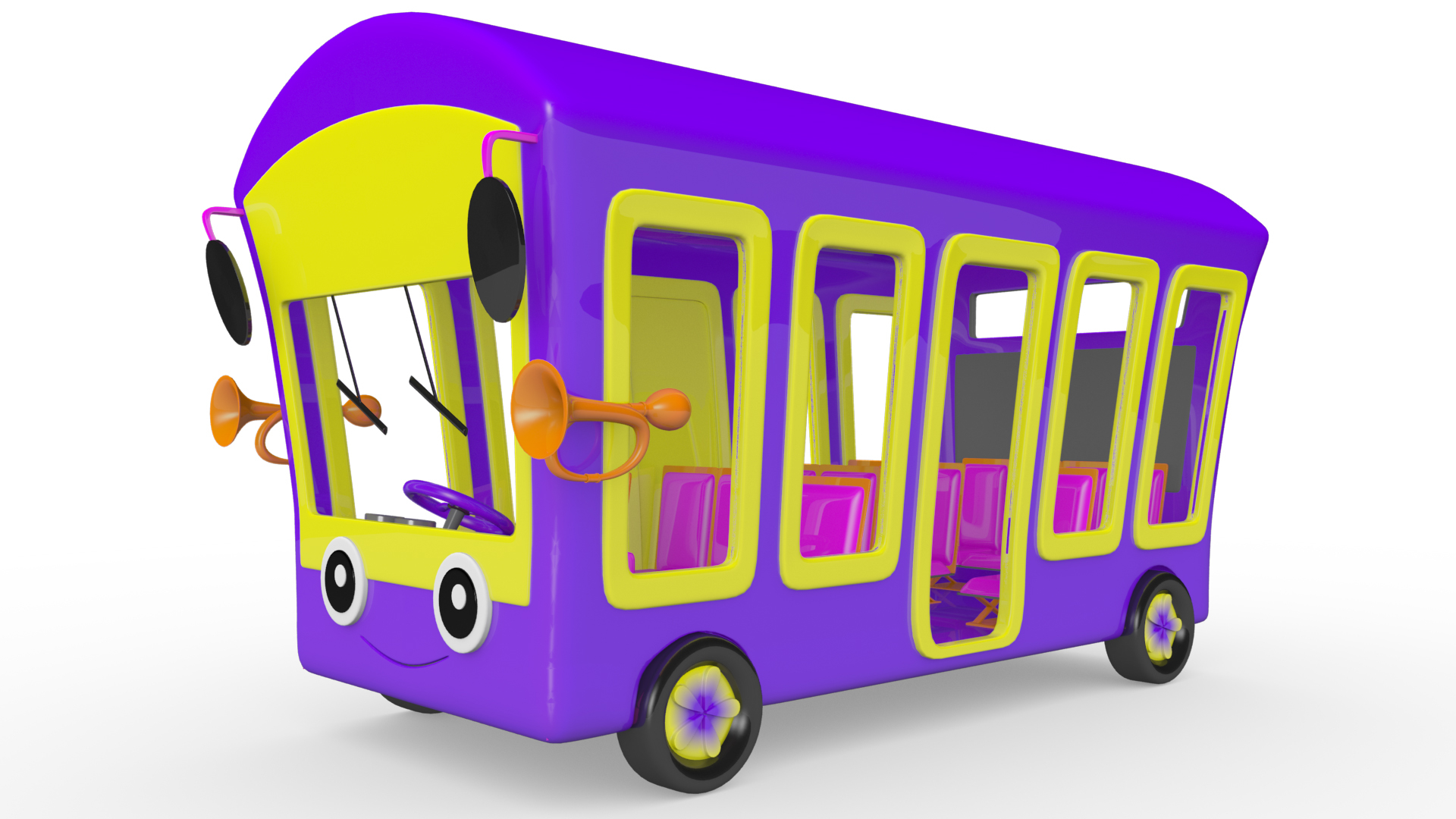 Cartoon bus model - TurboSquid 1283330