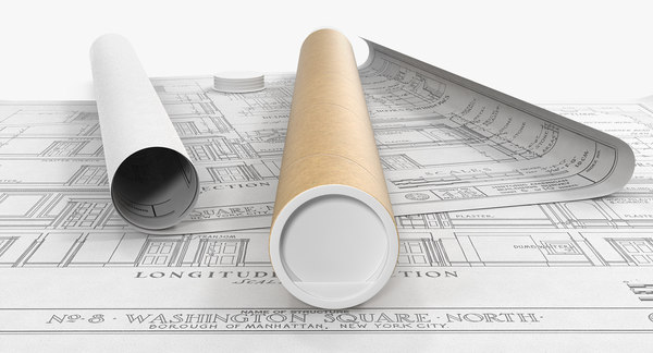 3D house blueprints cardboard tube - TurboSquid 1283888