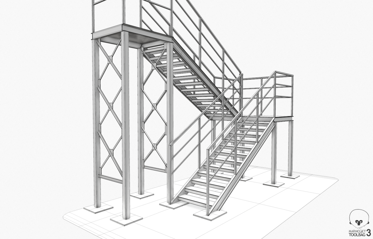 Industrial stair 3 3D model - TurboSquid 1283926