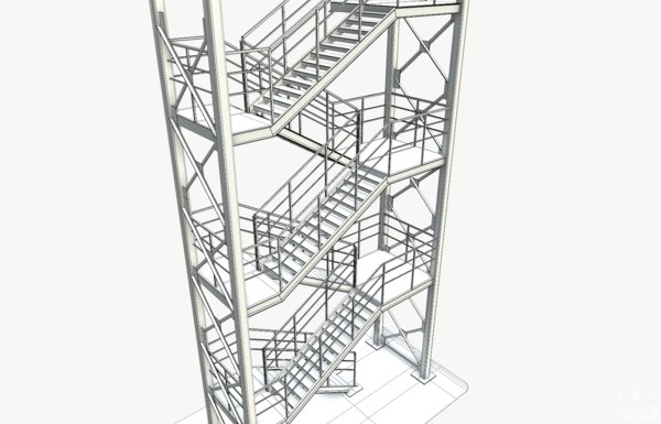 Industrial stair 4 stackable 3D - TurboSquid 1285253