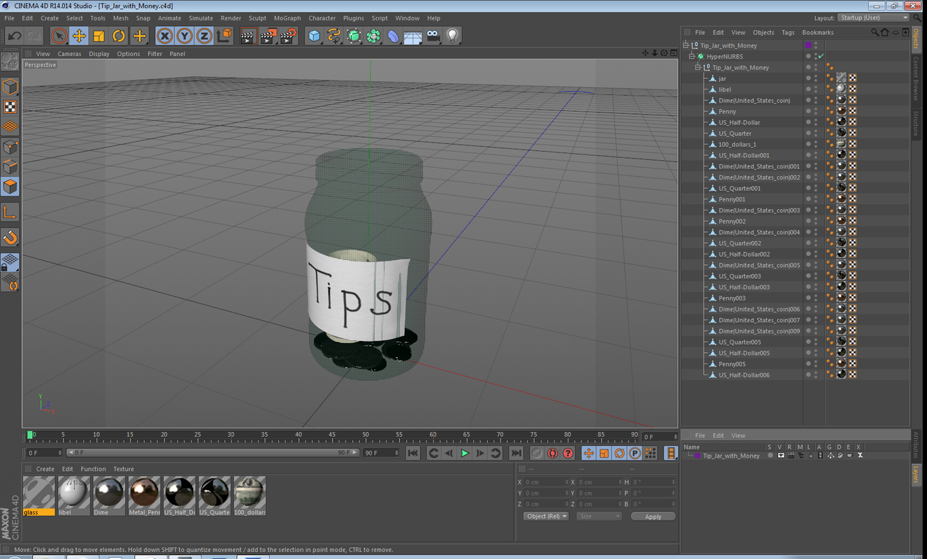 3D tip jar money - TurboSquid 1286613