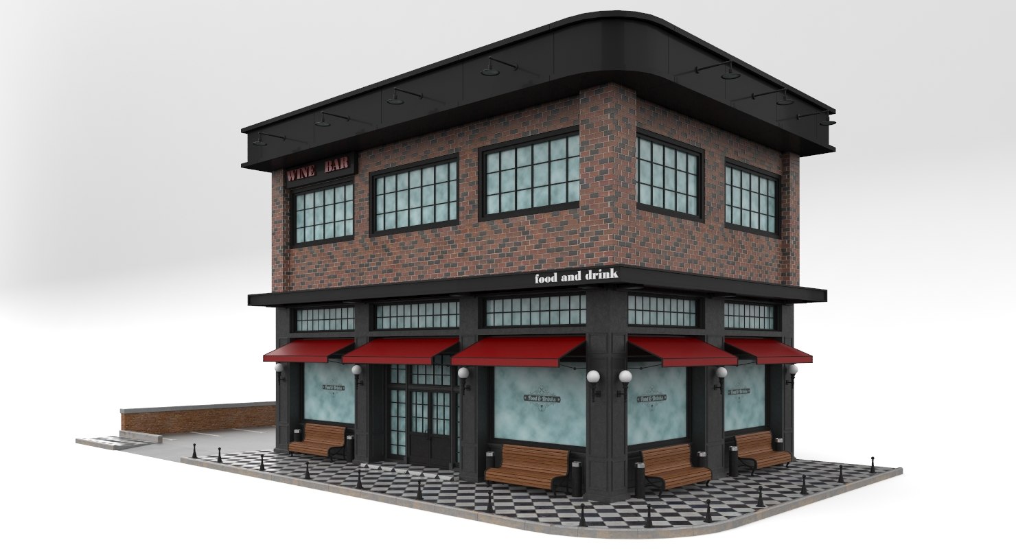 3D bar building - TurboSquid 1288492