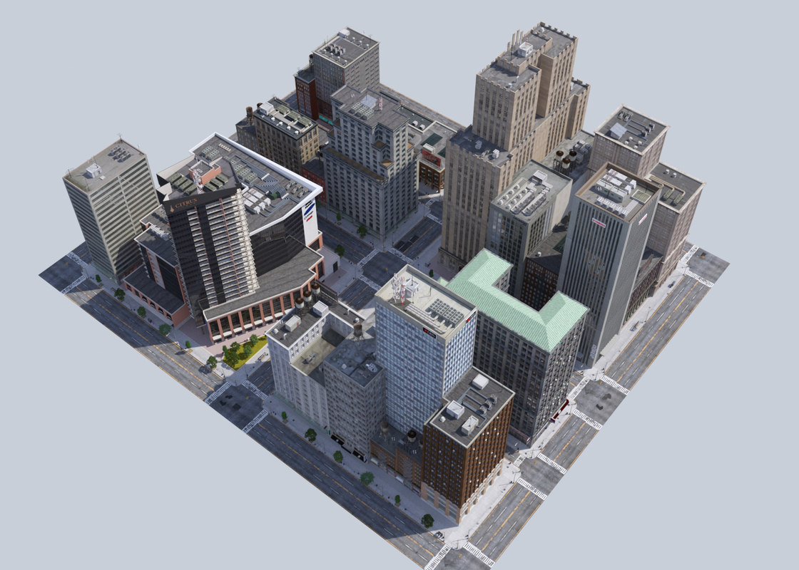 Metropolis city block low-poly 3D model - TurboSquid 1290228