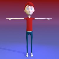 rigged cartoony character human ik 3d model