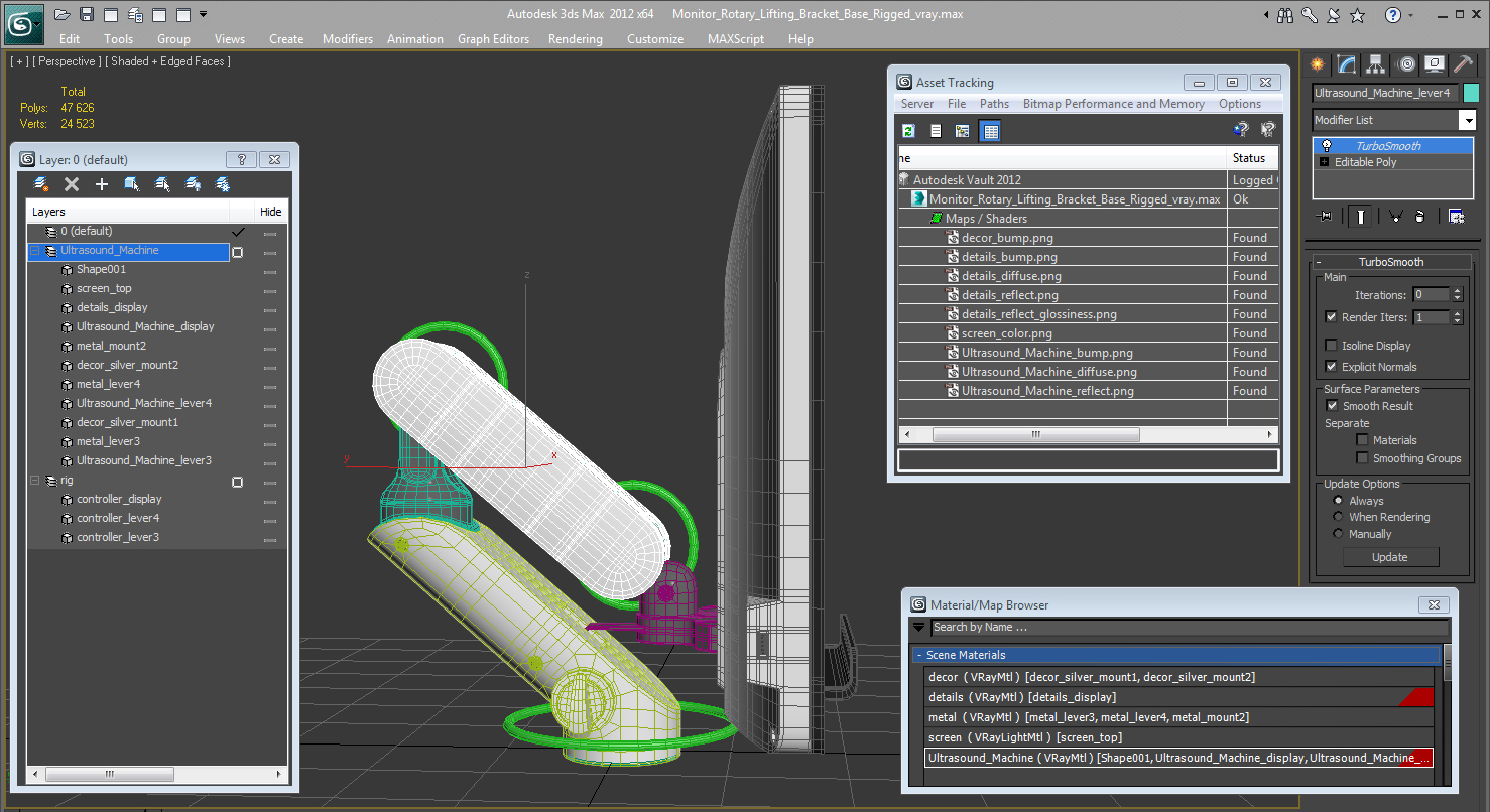 Rotary medical monitor rigged 3D model - TurboSquid 1292119