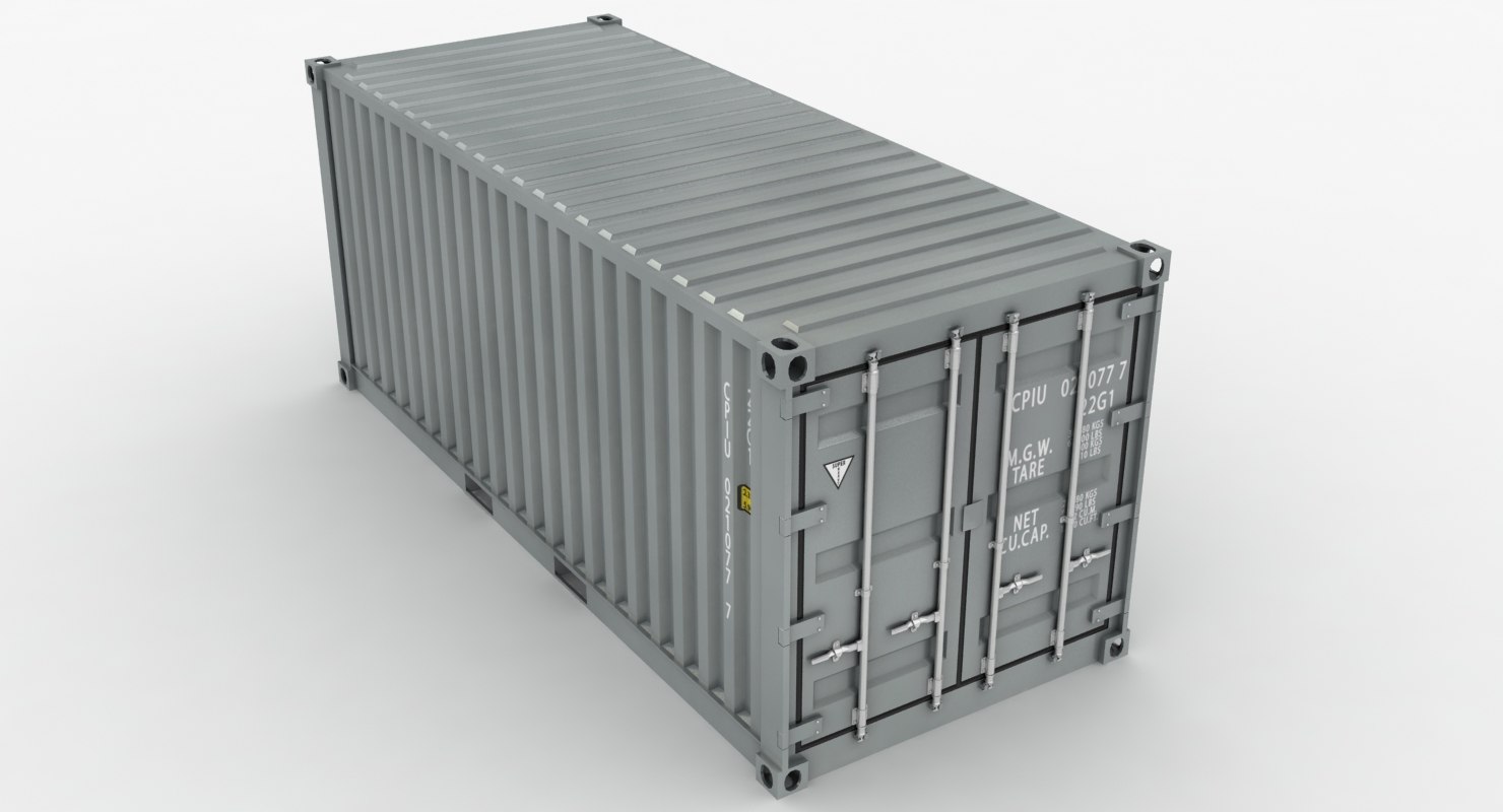 3D container 20ft gray - TurboSquid 1292187