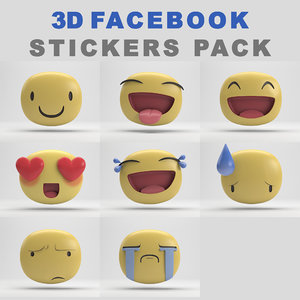 3D facebook love sticker model - TurboSquid 1293027