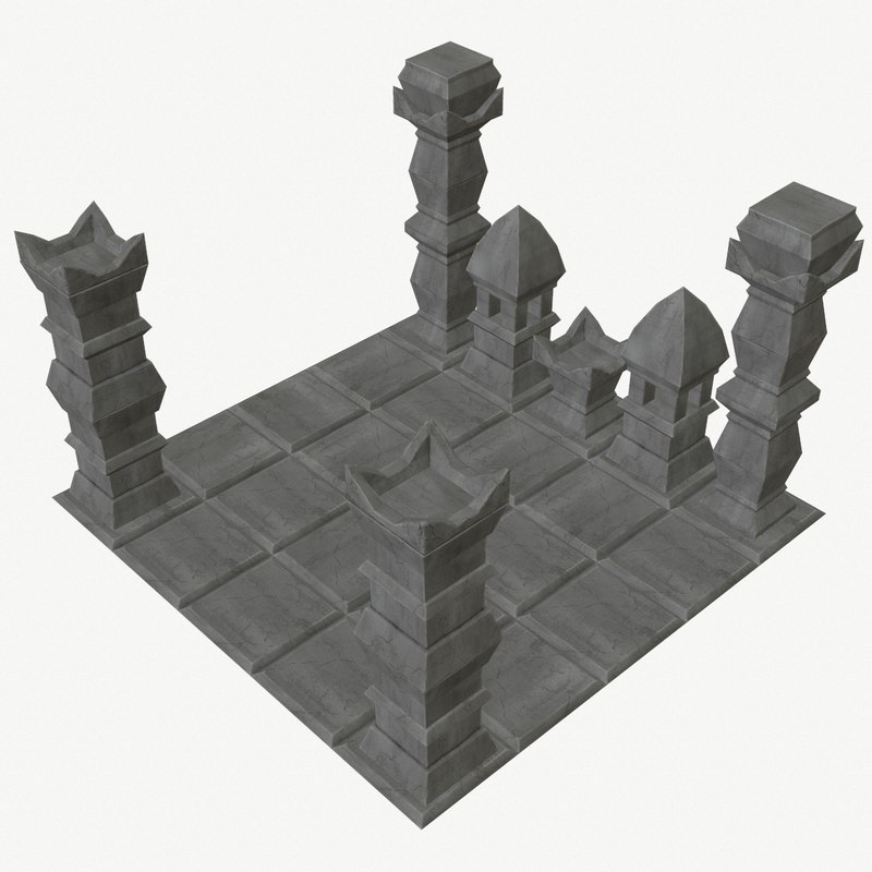 Modular stone temple pieces 3D model - TurboSquid 1293502