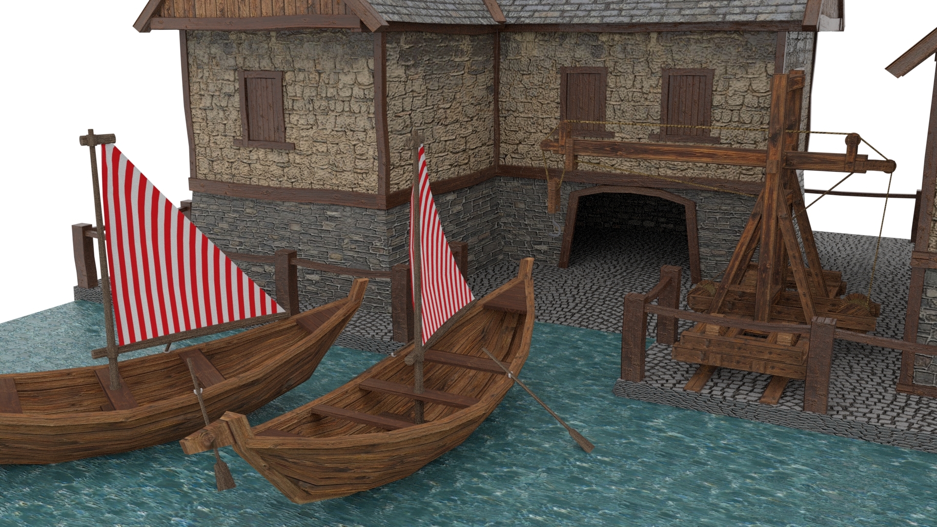 Shipyard medieval 3D model - TurboSquid 1294282