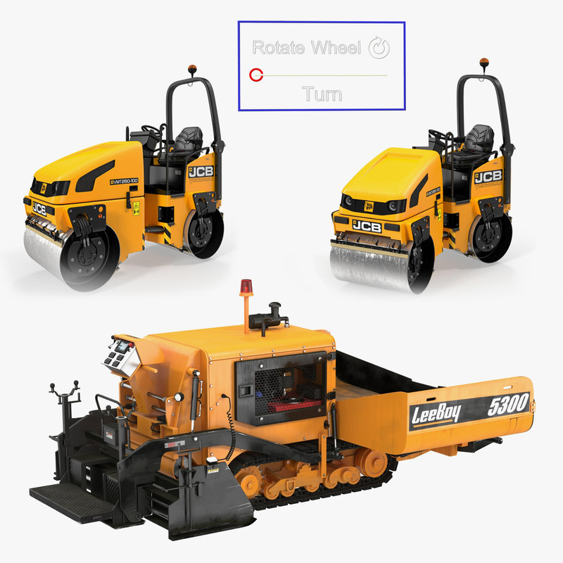 3D asphalt paver road roller model - TurboSquid 1294541