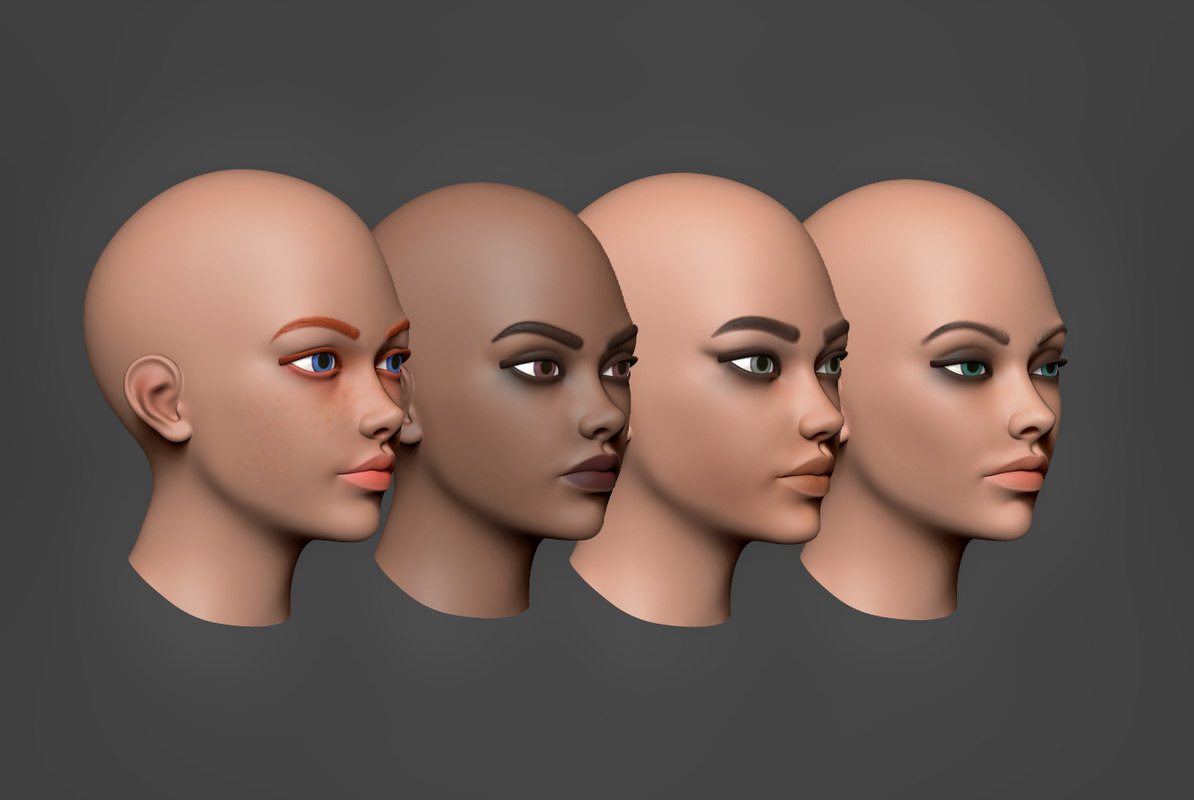 Woman heads model - TurboSquid 1295431