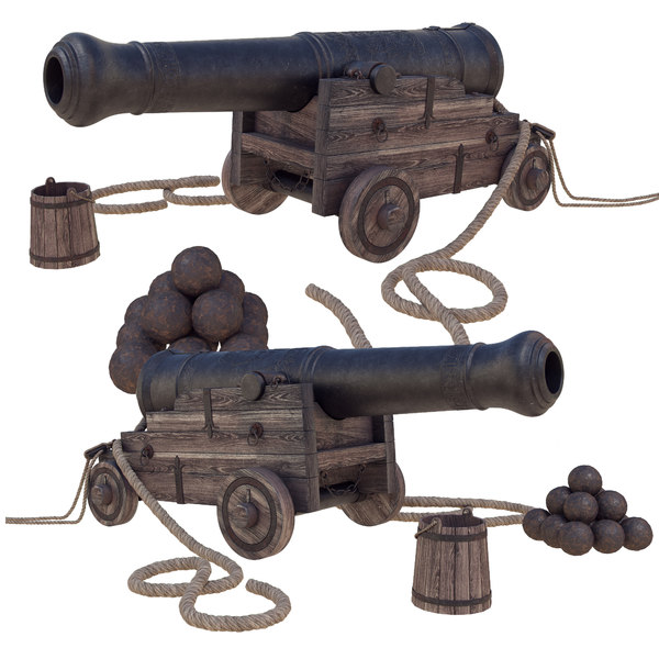 3d model of middle age cannon weapon