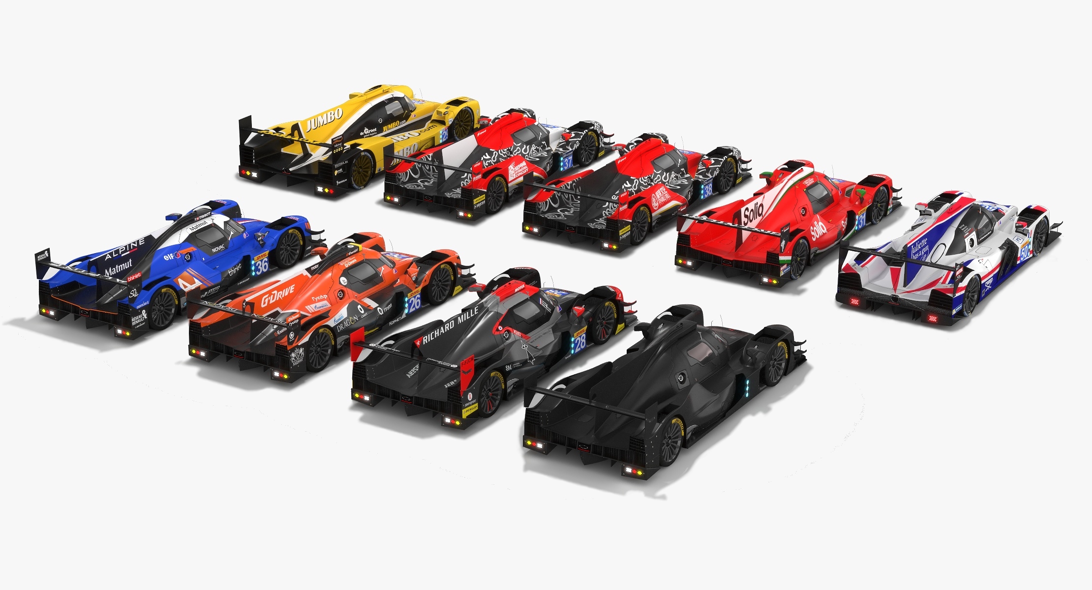 WEC LMP2 시즌 2018 2019 레이스 카 컬렉션 3D 모델 - TurboSquid 1299946