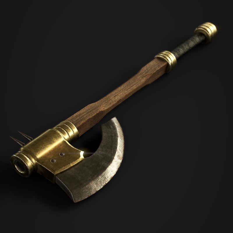 3D gold battle axe model - TurboSquid 1299949