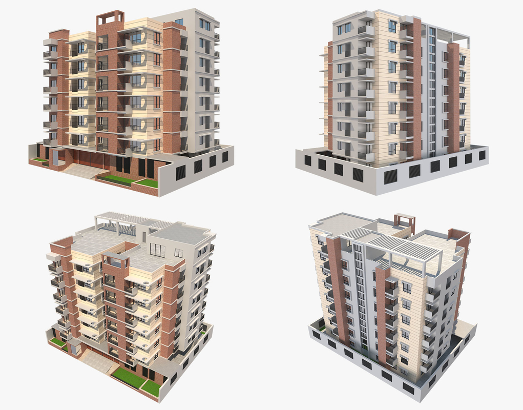 Apartment building 3D - TurboSquid 1300008