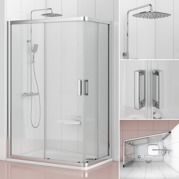 modelo 3d Cabina de ducha asimétrica Ravak 10 - TurboSquid 1300306