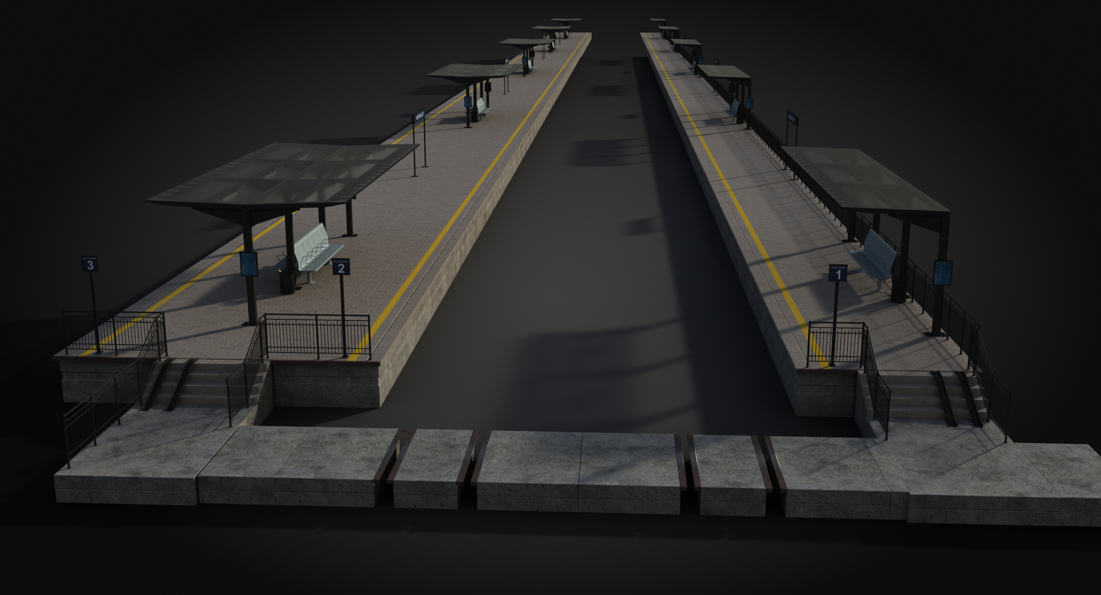 3D railroad platforms rail - TurboSquid 1302844