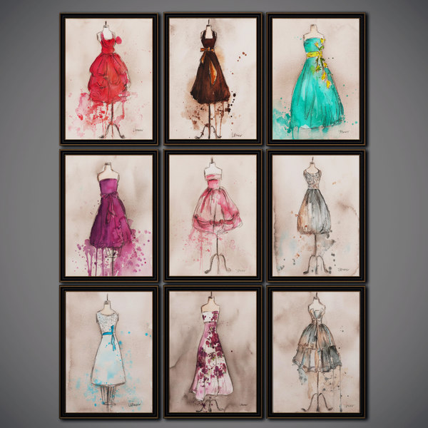 3D illustrations champagne dress - TurboSquid 1302973