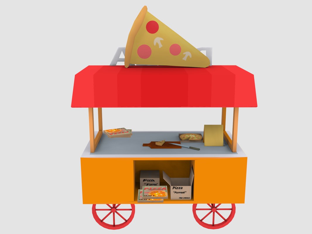 3D stylized pizza cart - TurboSquid 1306856