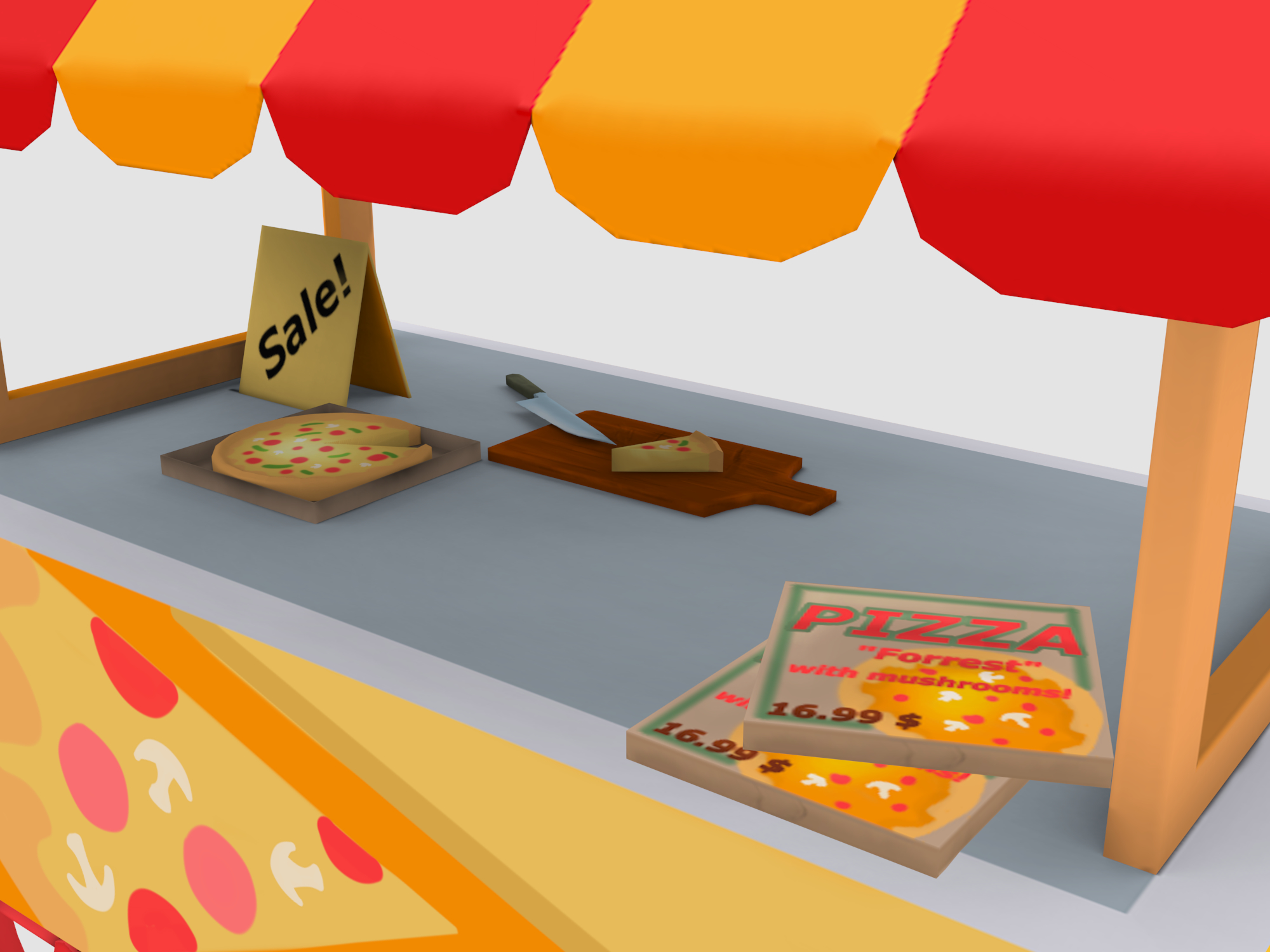 3D stylized pizza cart - TurboSquid 1306856