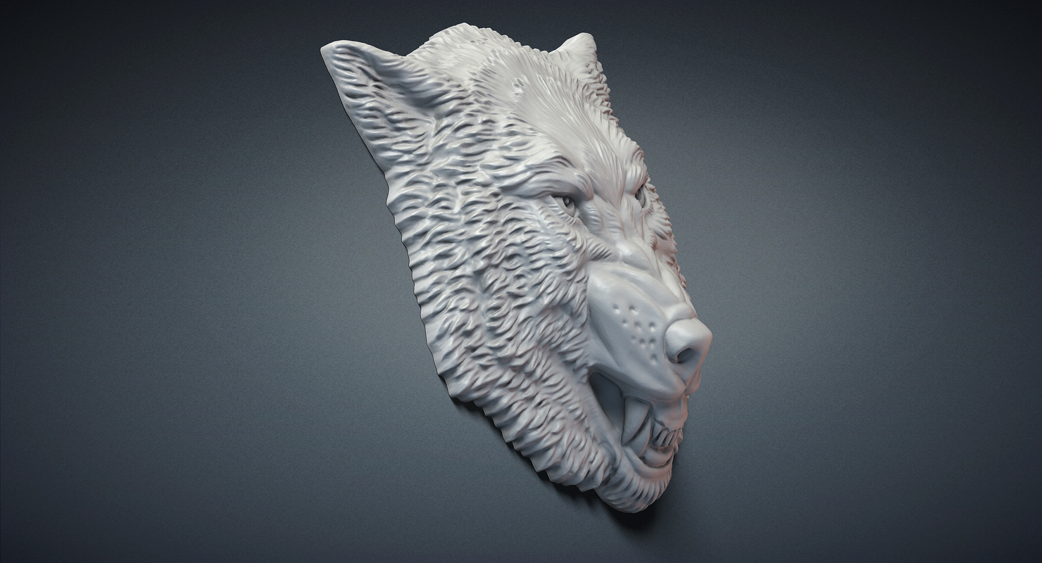 Angry wolf relief face 3D model - TurboSquid 1307845