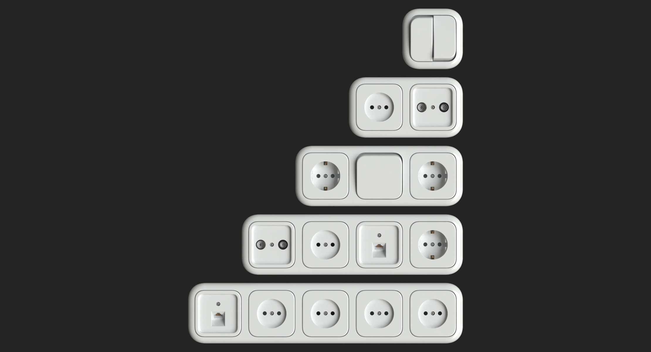 Modello 3D Set interruttori luce e prese elettriche (EU) - TurboSquid ...
