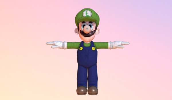 modelo 3d Super Mario: Luigi T-pose gratis - TurboSquid 1308288