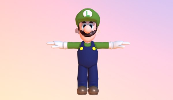 modelo 3d Super Mario: Luigi T-pose gratis - TurboSquid 1308288