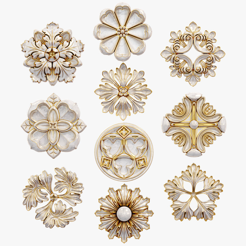 Decorative wall rosettes set model - TurboSquid 1311564