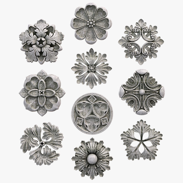 Decorative wall rosettes set model - TurboSquid 1311564