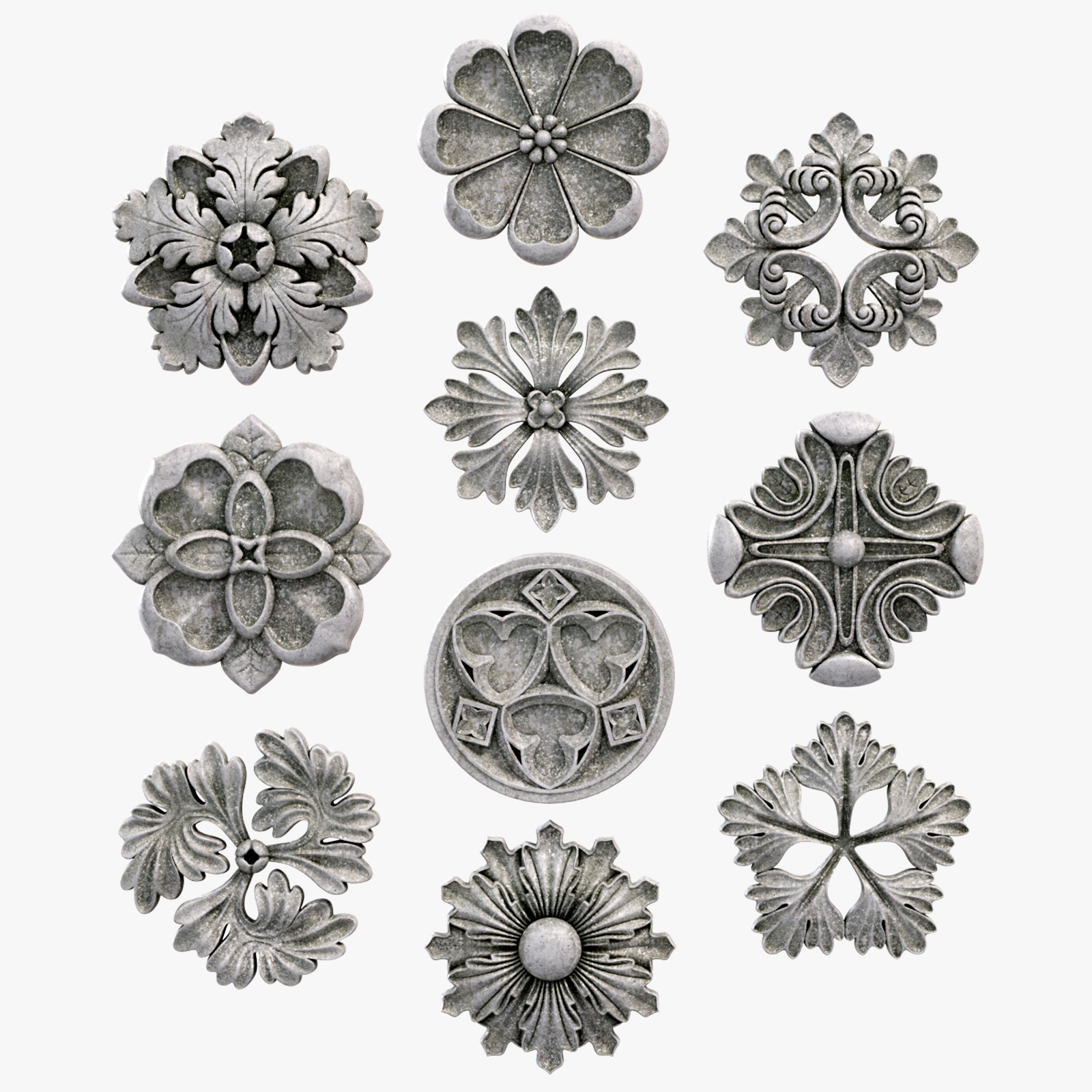 Decorative wall rosettes set model - TurboSquid 1311564