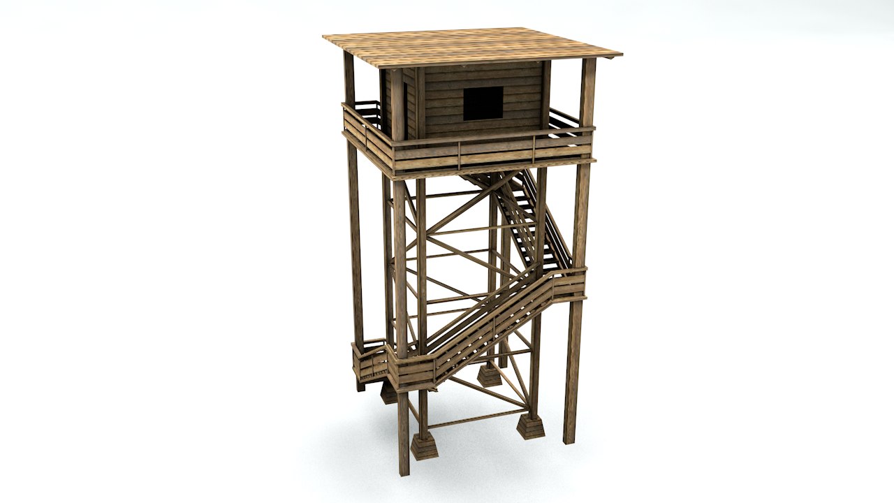 3D wood watch tower model - TurboSquid 1313743