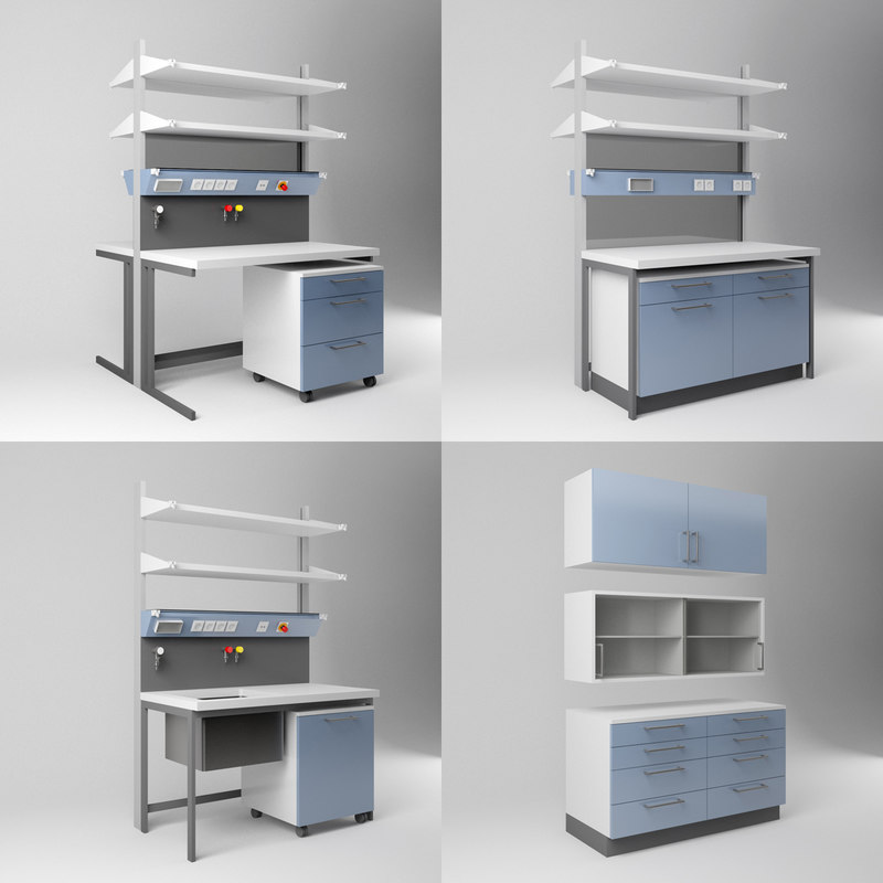 modelo 3d Juego de muebles para laboratorio científico - Equipamiento ...