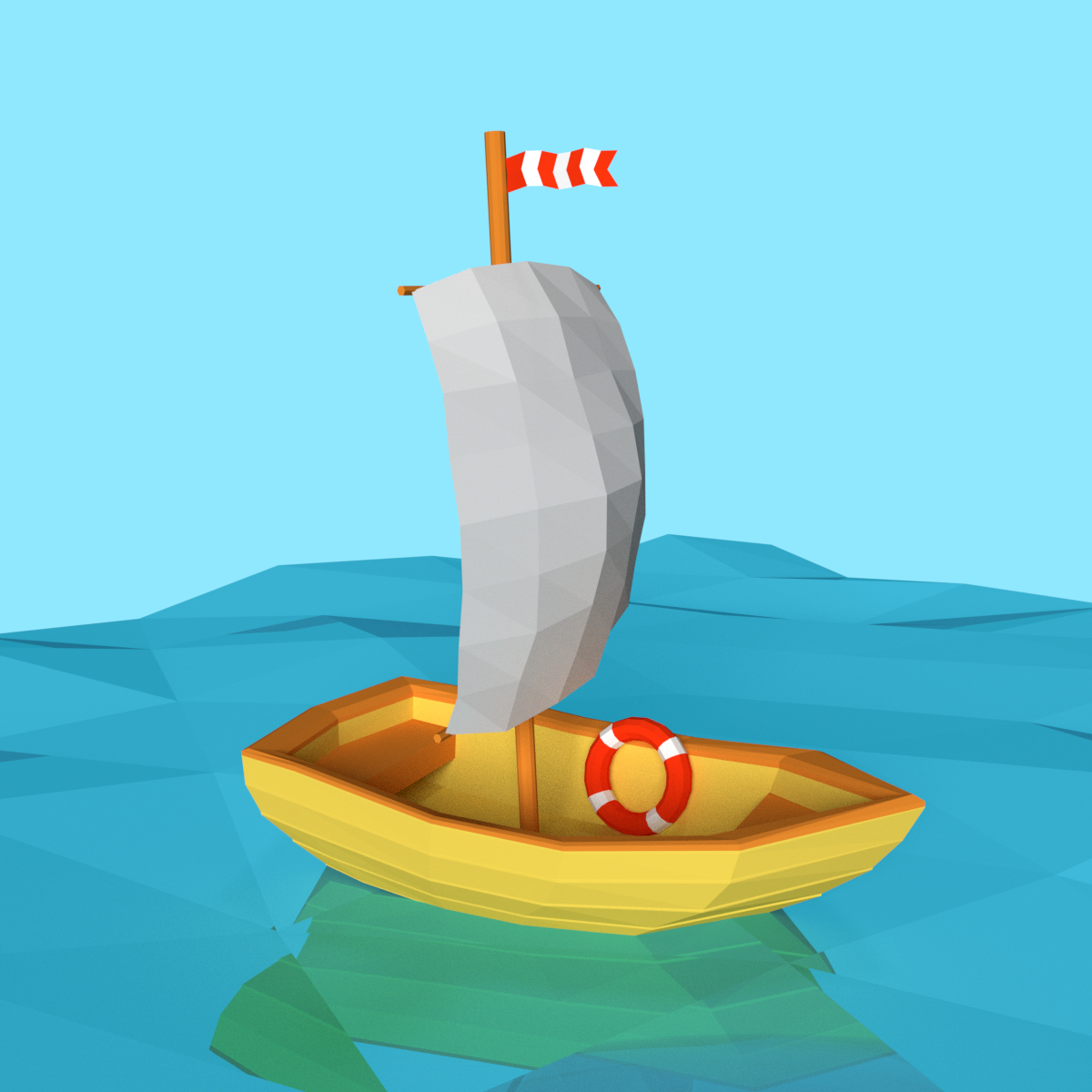 modelo 3d Barco de vela de dibujos animados - TurboSquid 1316646