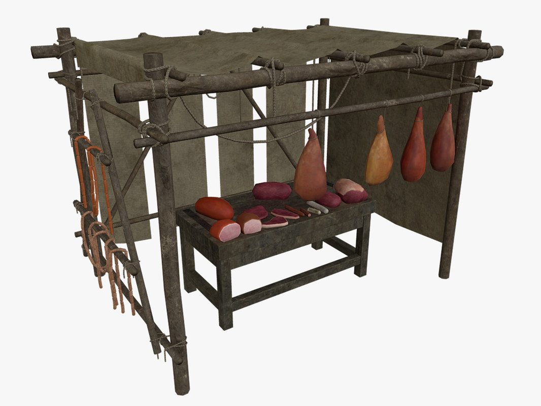 Medieval stall meat model - TurboSquid 1317350