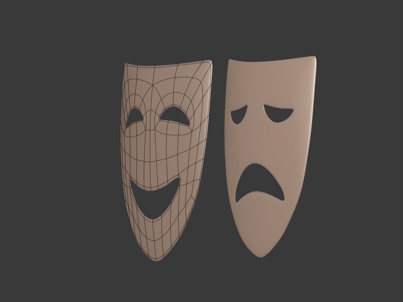 Maska teatralna Szczęśliwa twarz smutna Model 3D - TurboSquid 1319787