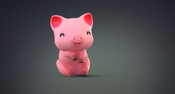 3D cute cartoon pig model - TurboSquid 1322930