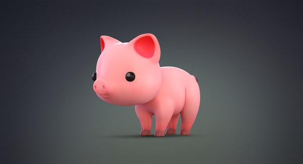 3D cute cartoon pig model - TurboSquid 1322930