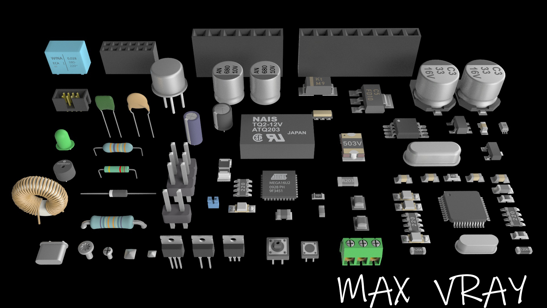 modèle 3D de Composants électroniques pour circuit imprimé - TurboSquid ...