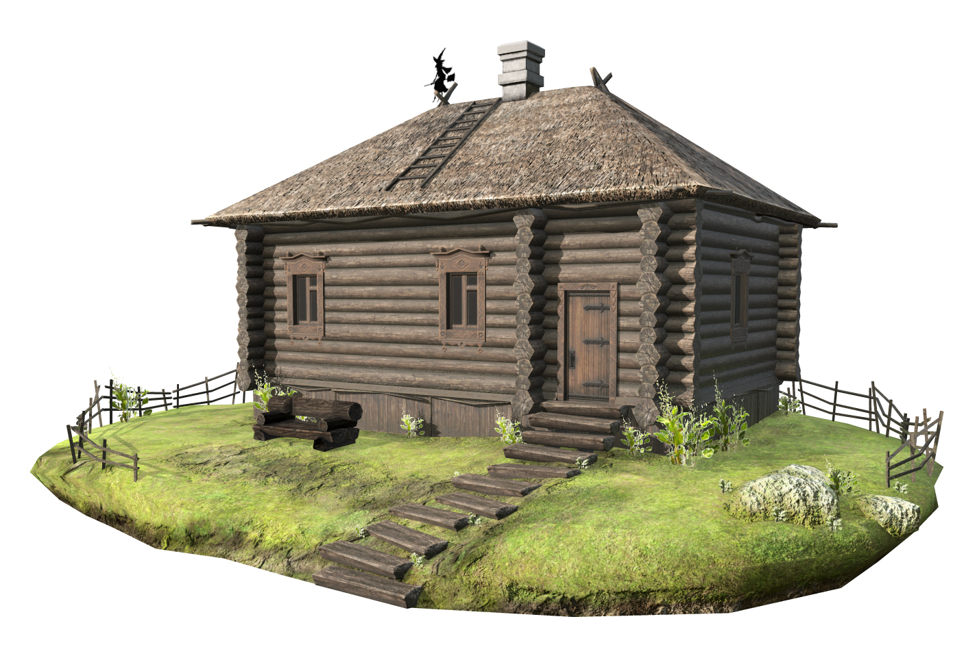 Wooden house thatched roof model - TurboSquid 1323939