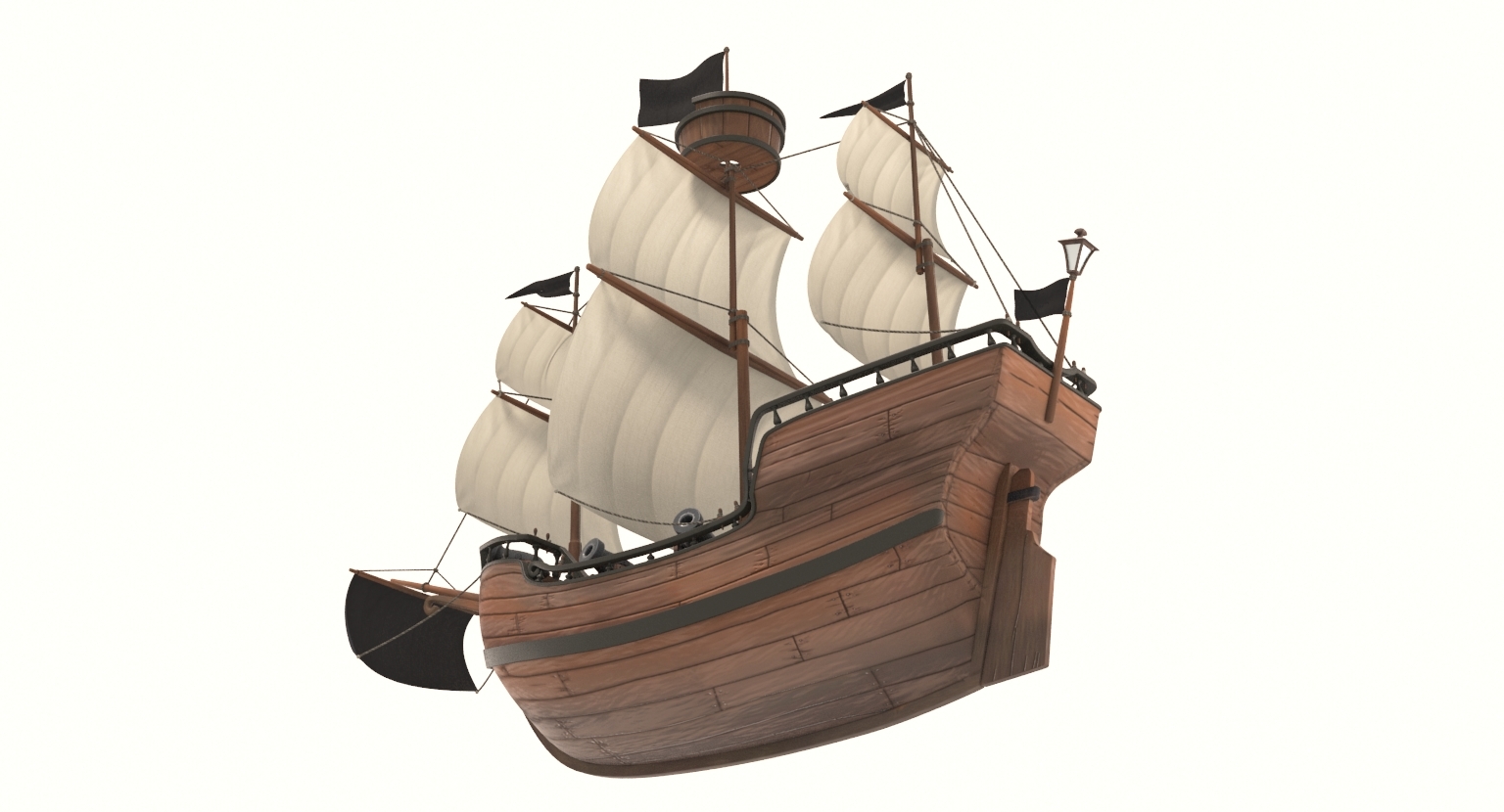 3D cartoon galleon model - TurboSquid 1327564