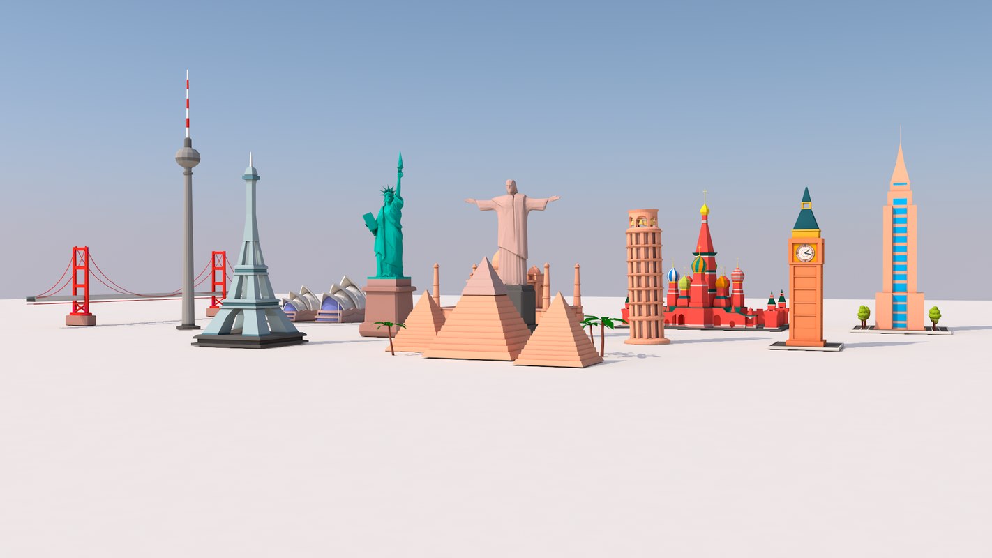 Cartoon landmarks pack 3D model - TurboSquid 1328027