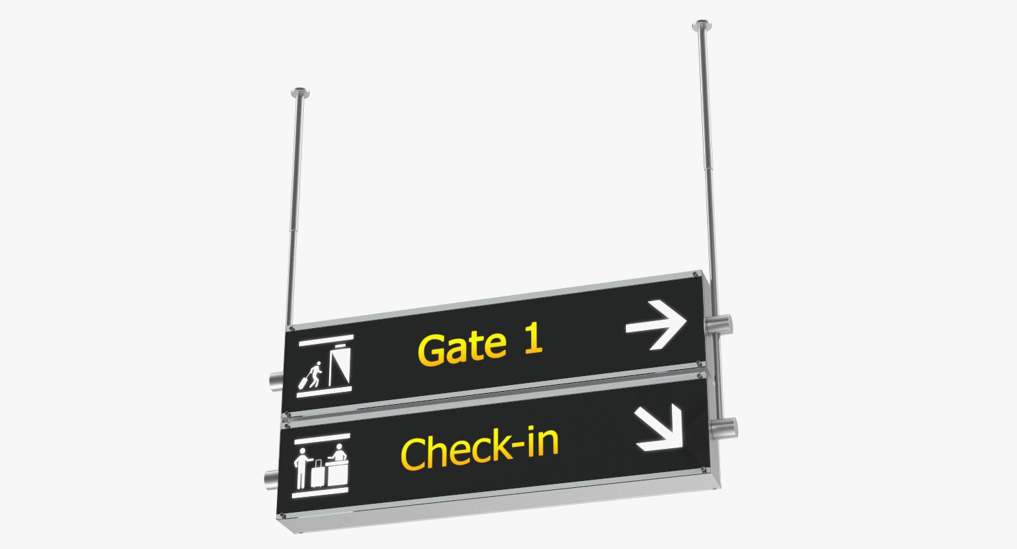 3D airport signs gate check - TurboSquid 1329406