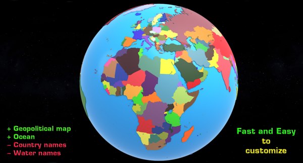 3D geopolitical earth globe states - TurboSquid 1331108