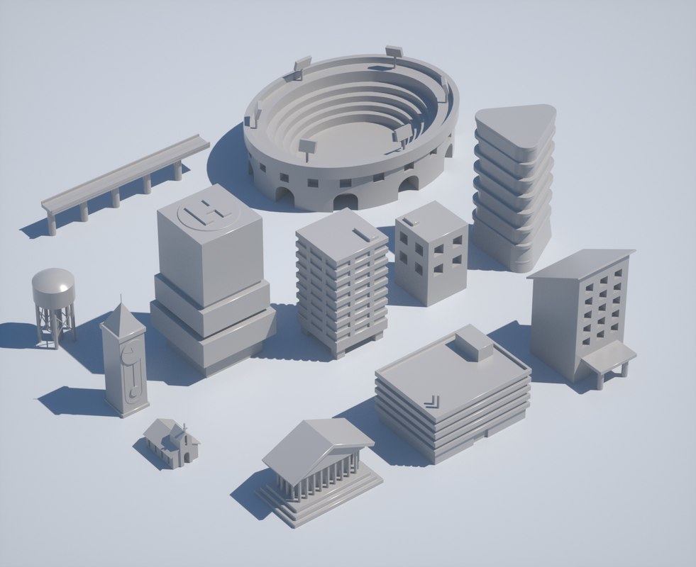 Minimal city building pack 3D model - TurboSquid 1331250
